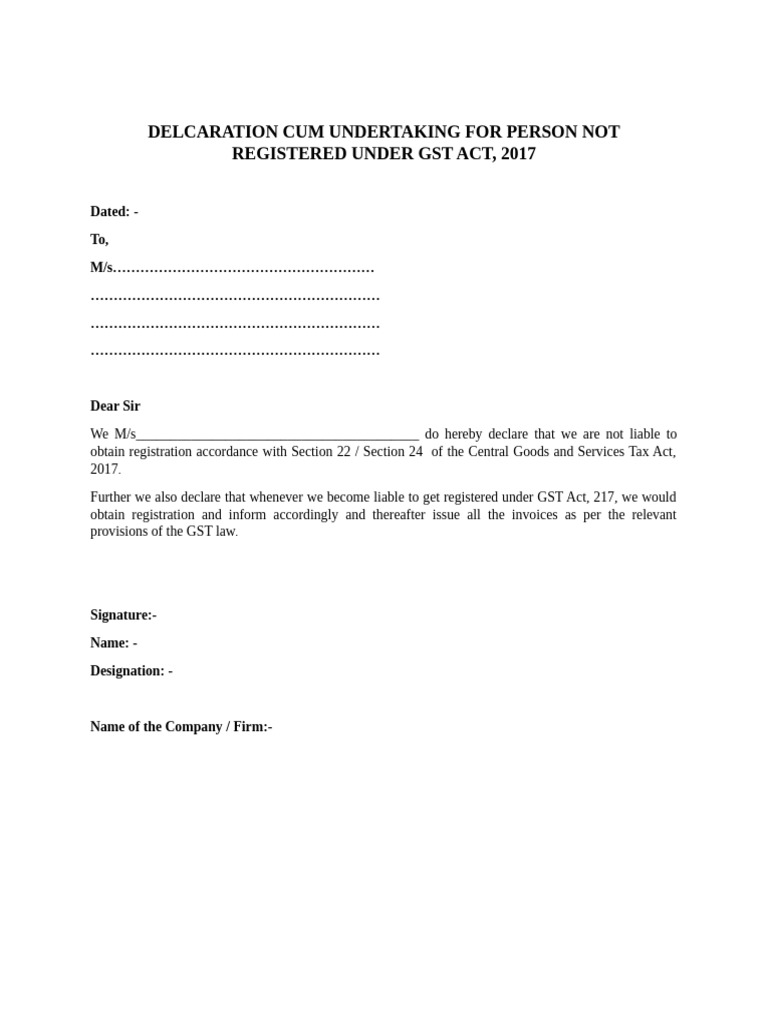 GST Declaration | PDF | Business | Law