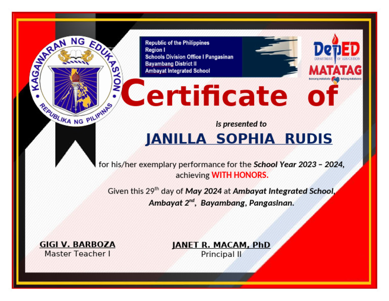 Certificate of Recognition with Honors | PDF