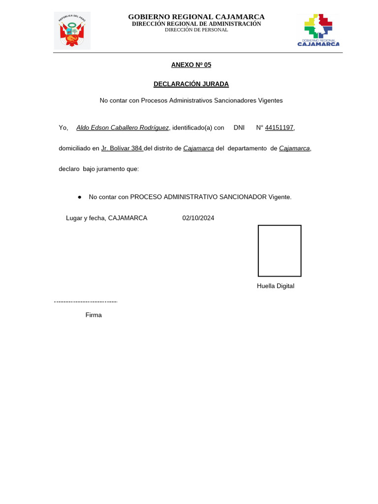 ANEXO 5 276 NO PROCEDIMIENTOADM - SANCIONADOR HGZGRTX | PDF