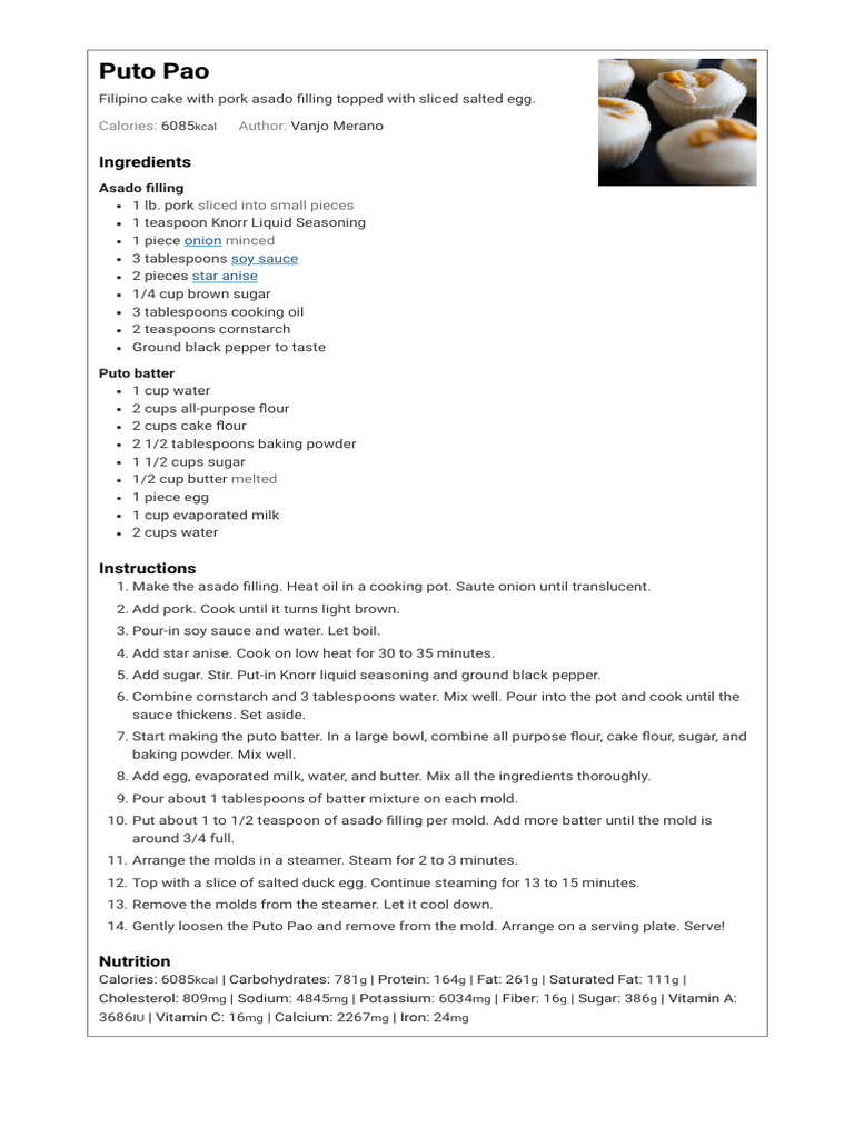 Puto Pao - Panlasang Pinoy | PDF