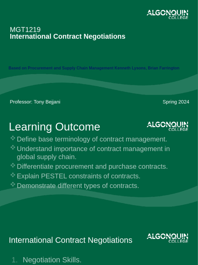 MGT1219 - Week 10 - International Contract Negotiations | PDF ...
