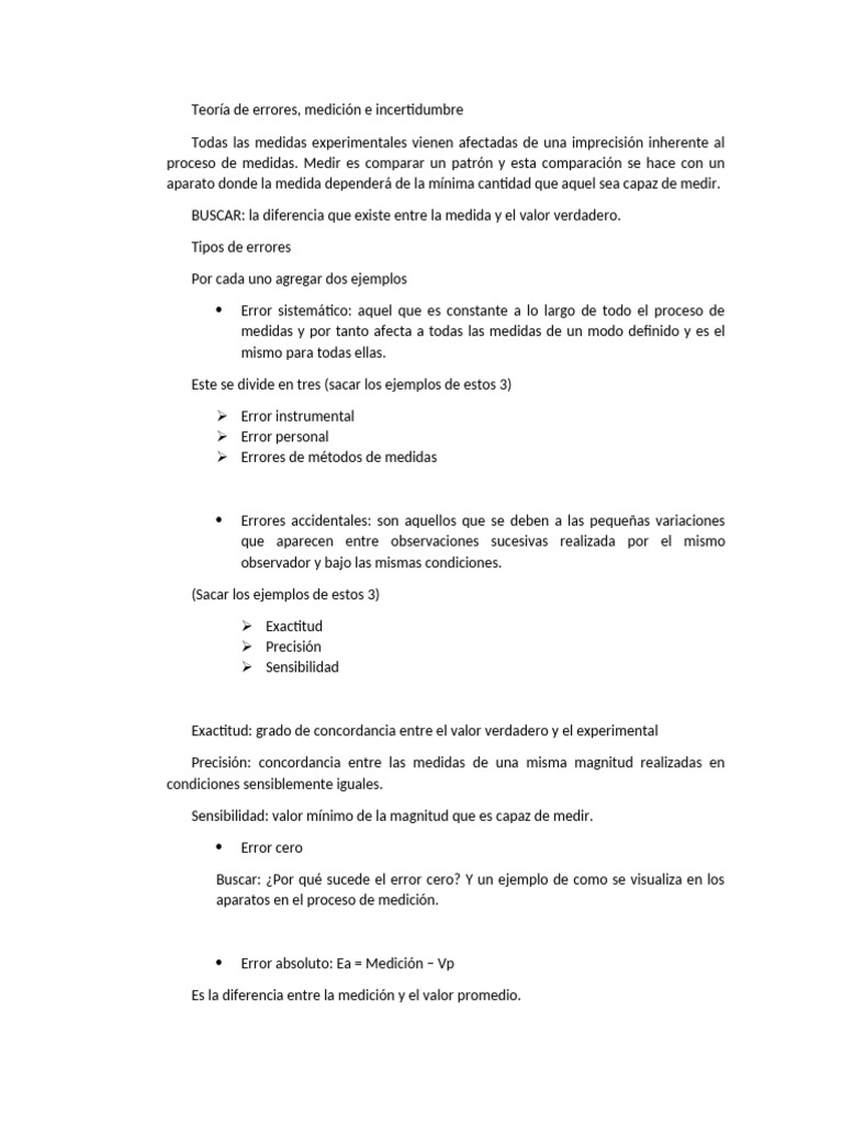 Lab. Fisica Teoría de Errores | PDF
