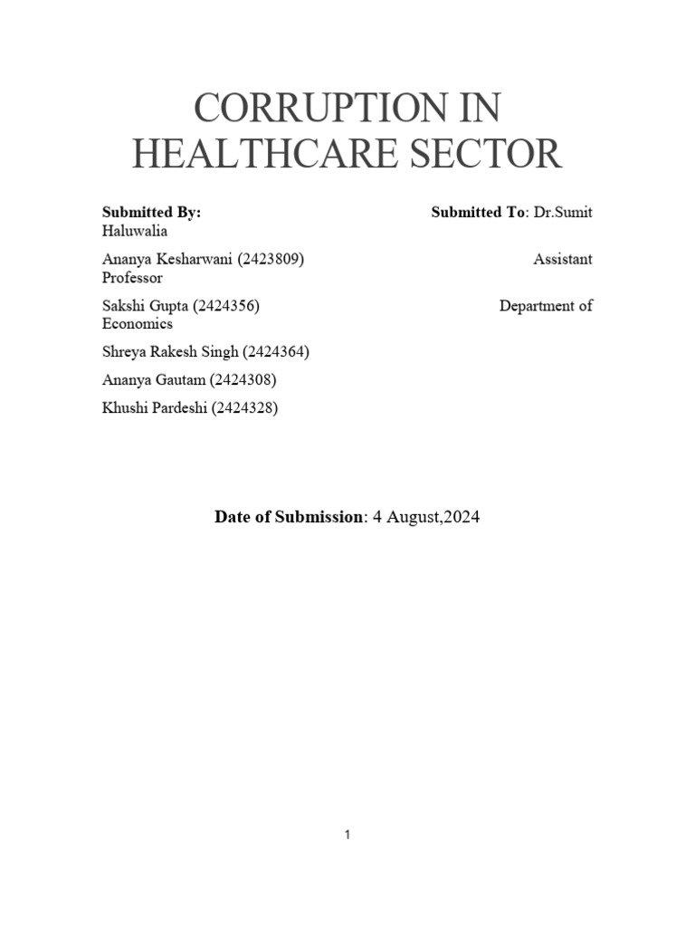 MDC Cia-1 Economics of Corruption | PDF | Corruption | Accountability