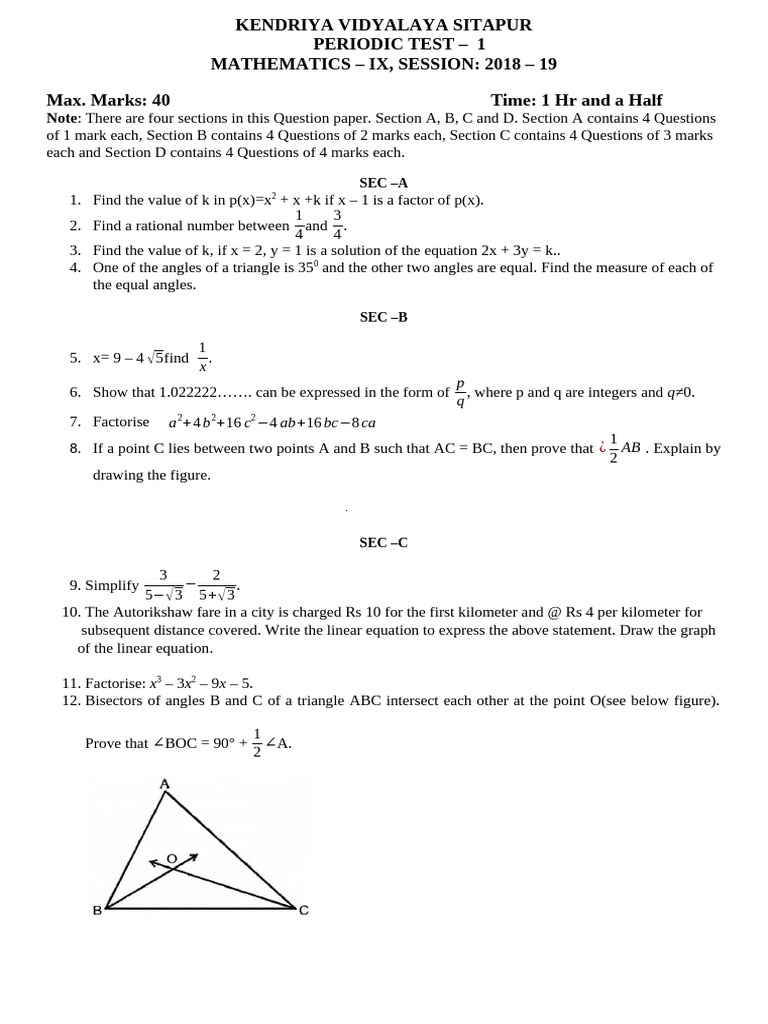 class-ix-maths-pt-1 | PDF | Triangle | Equations