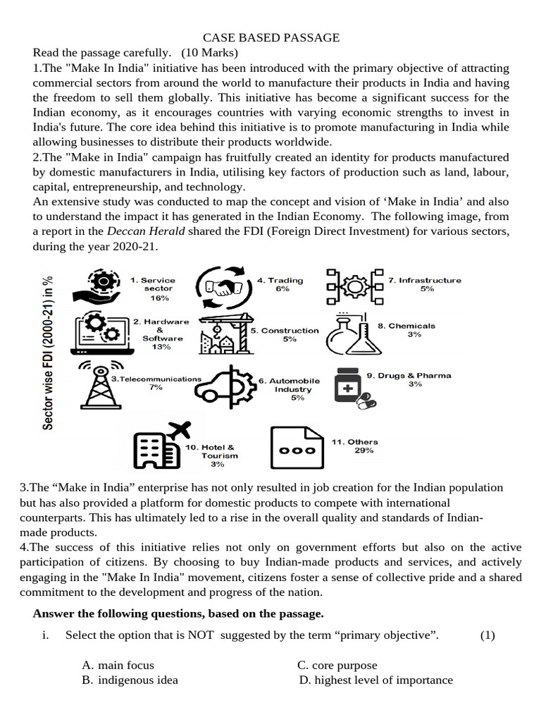 Case Based Passage | PDF | Economy Of India | Foreign Direct Investment