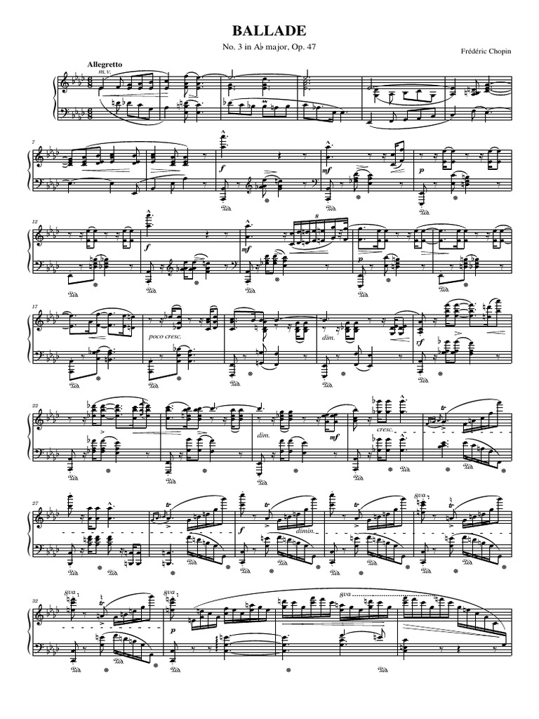 Frdric Chopin Ballade No.3 in A-Flat Major Op.47 | PDF | Musical Compositions | Musical Forms
