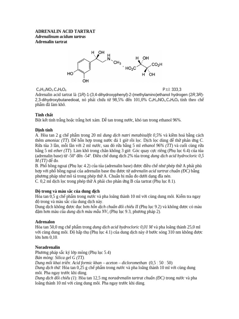 Adrenalin Acid Tartrat | PDF
