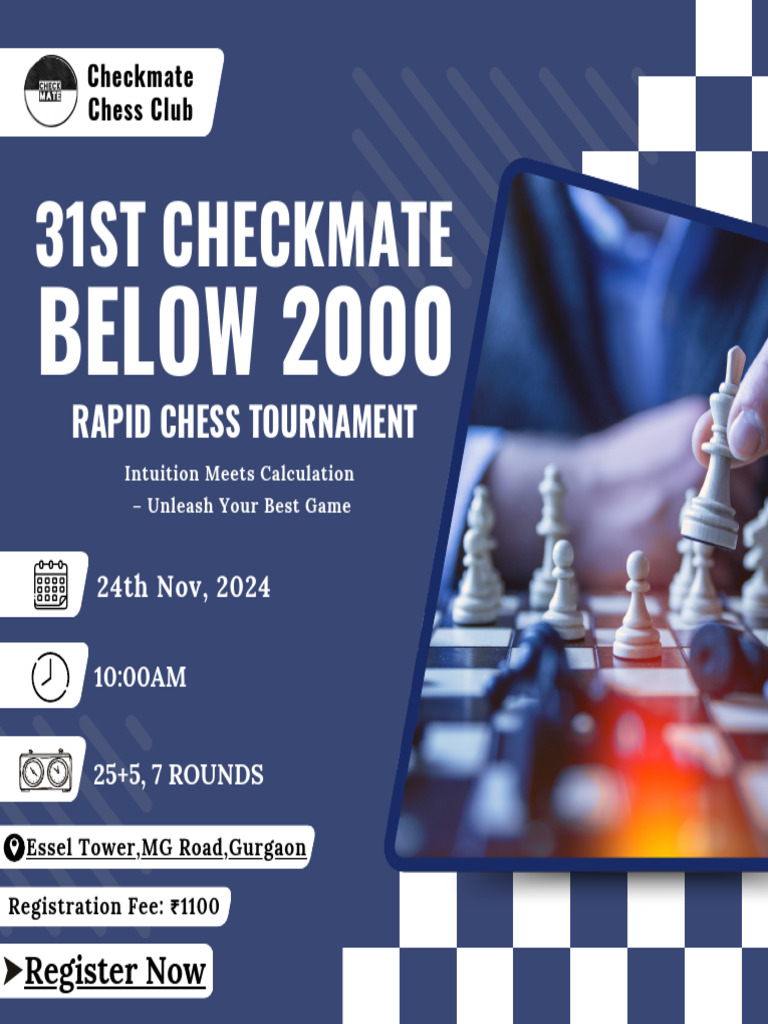 31st Checkmate Below 2000 Rapid Chess Tournament Gurgaon 24th Nov 2024 ...