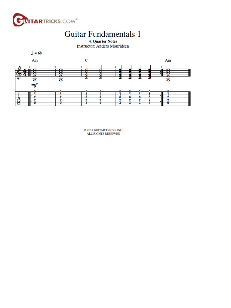 Basic Rhythmic Subdivisions Quarter Notes | PDF