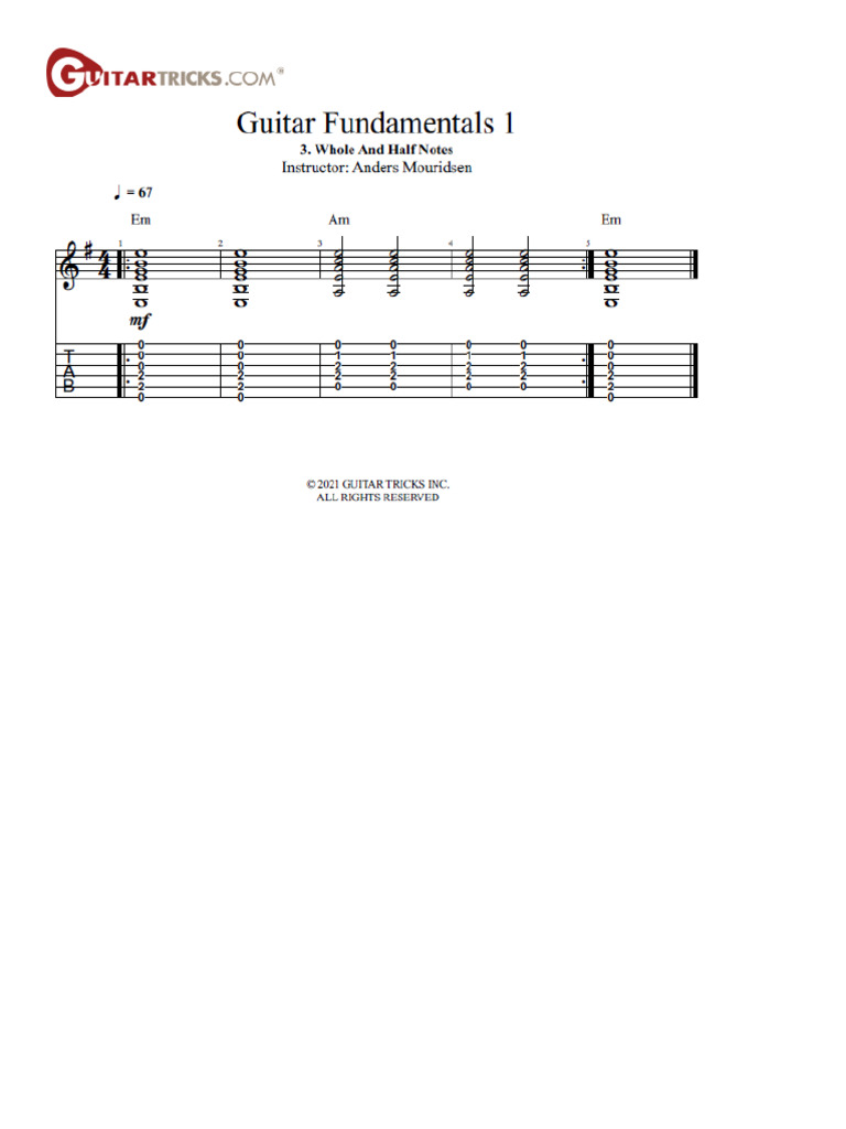 Basic Rhythmic Subdivisions Whole and Half Notes | PDF