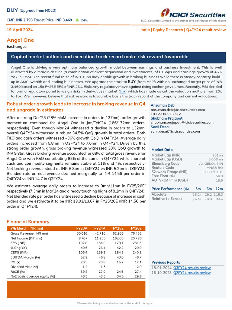 Angel One Q4FY24 Results Review | PDF | Expense | Corporations