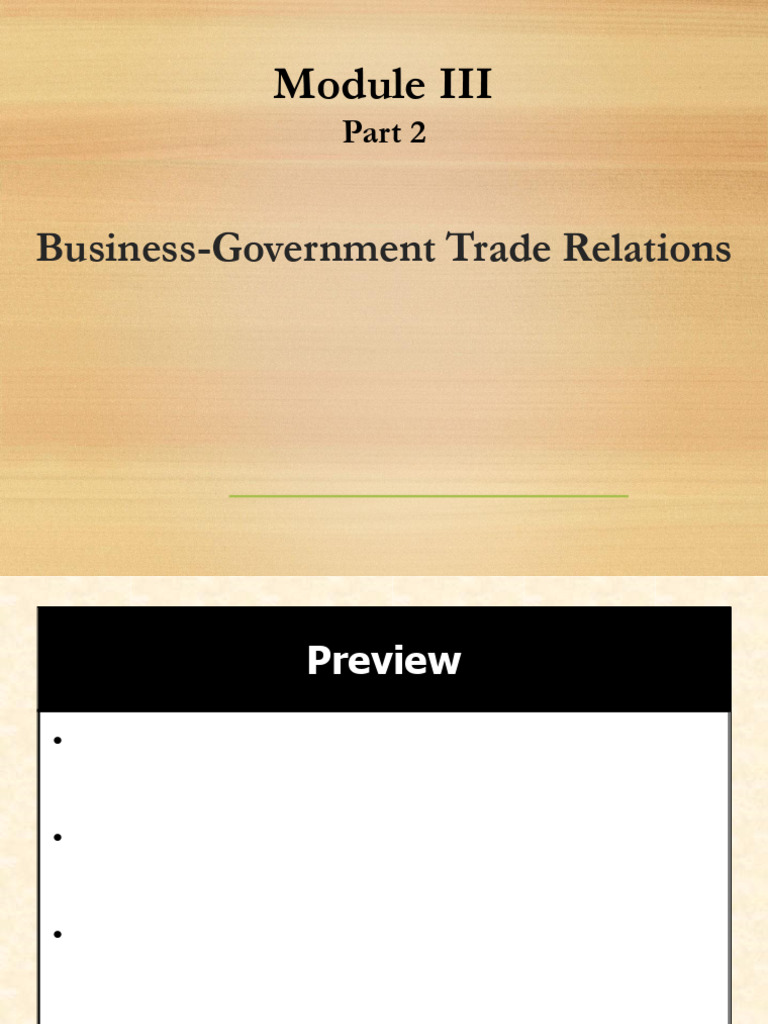 Module III Part2 Business Government Trade Relations | PDF | Non Tariff ...