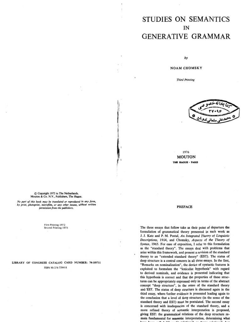 Chomsky - Studies On Semantics in Generative Grammar | PDF | Phrase | Lexicon