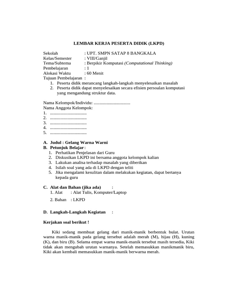 LKPD Pertemuan 1-1 | PDF