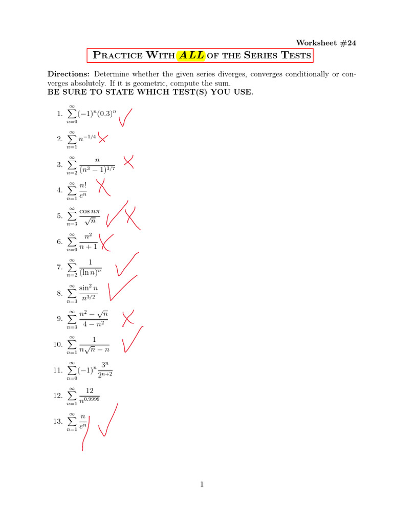 Series Convergence and Divergence Tests | PDF