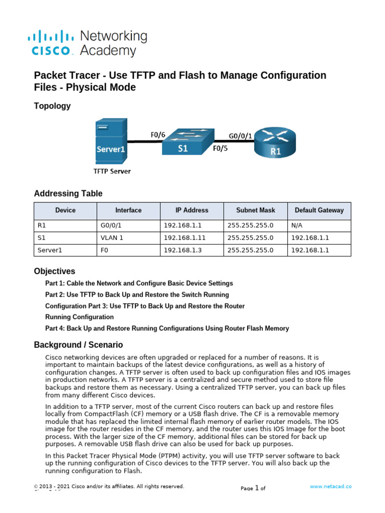 10612 Packet Tracer Use Tftp And Flash To Manage Configuration 1394