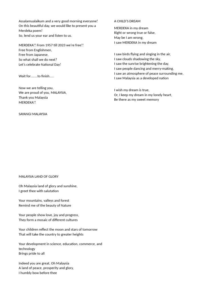 Poem Merdeka | PDF