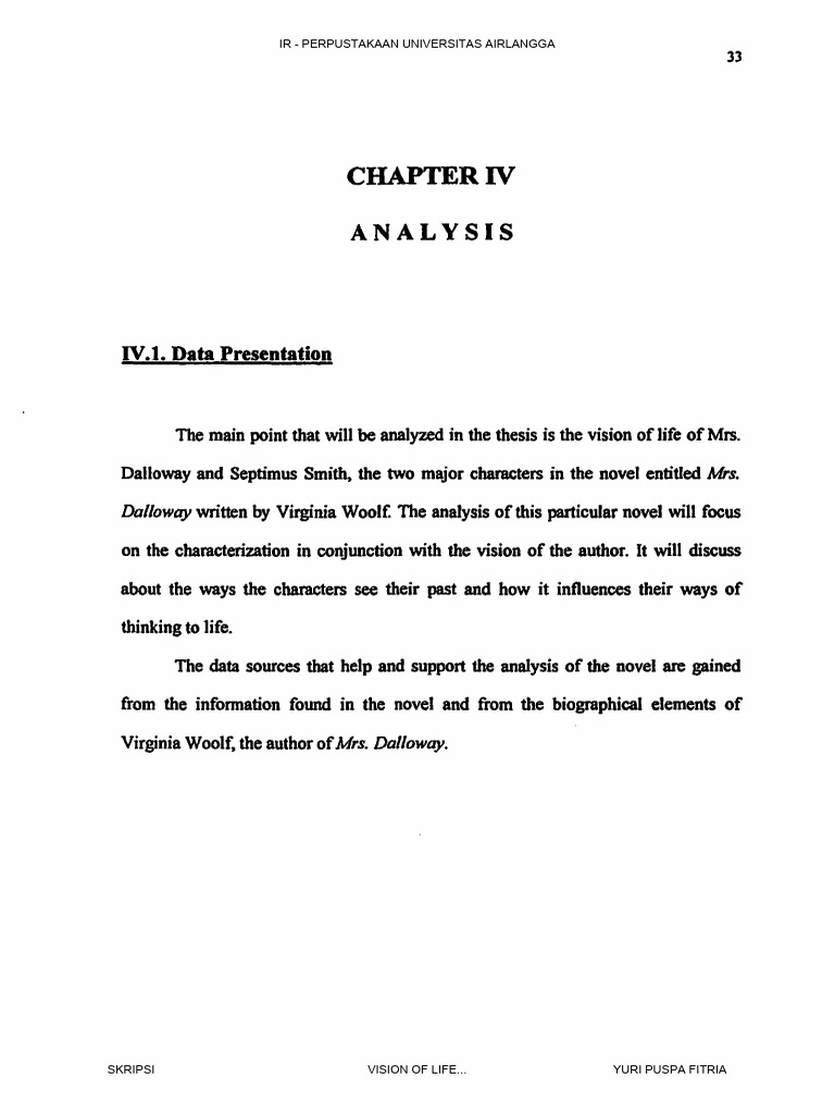 7 - Bab IV Analisa | PDF | Mrs Dalloway | Virginia Woolf
