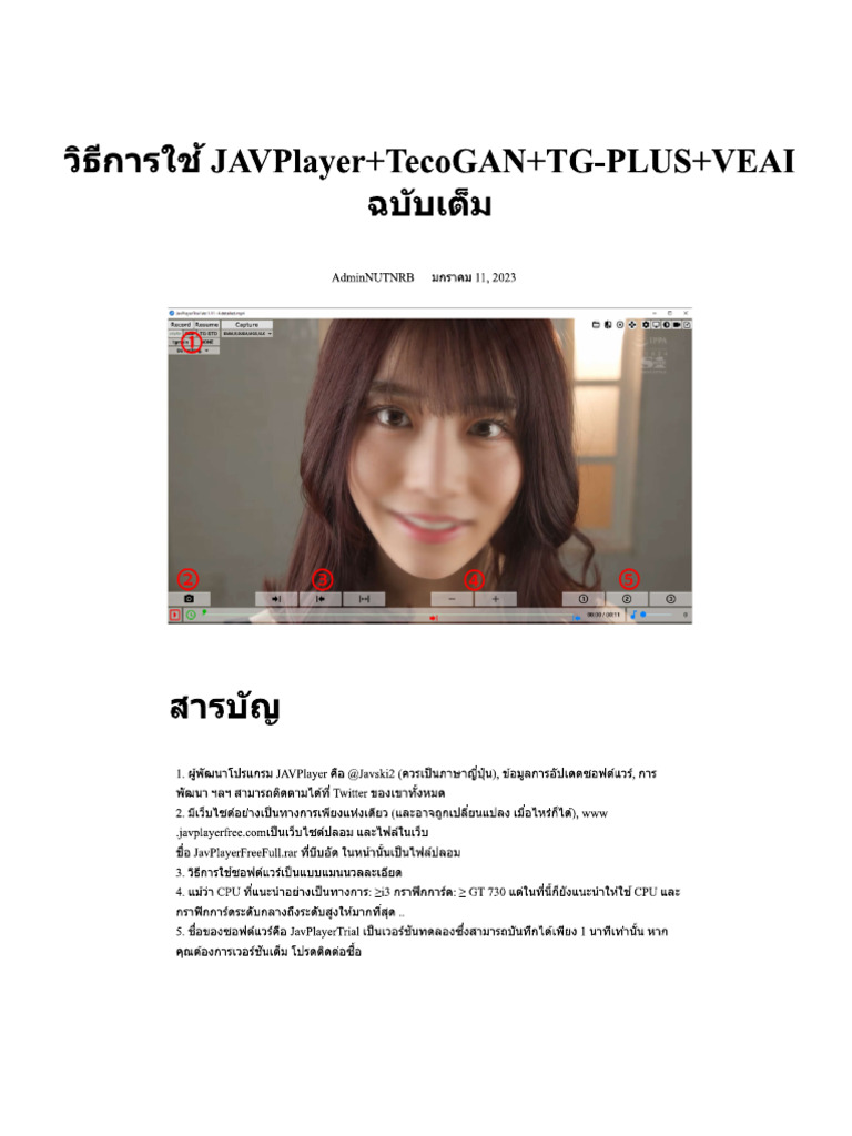 วิธีการใช้ JAVPlayer+TecoGAN+TG-PLUS+VEAI ฉบับเต็ม | PDF