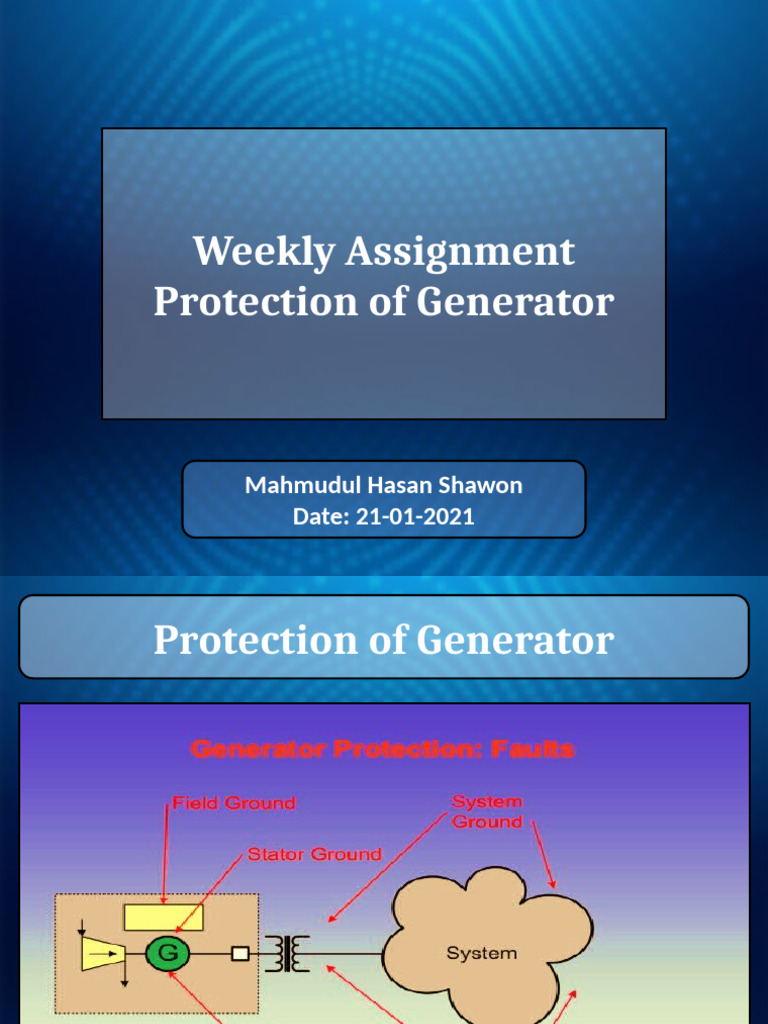 On Protection of Generator | PDF | Electric Generator | Relay