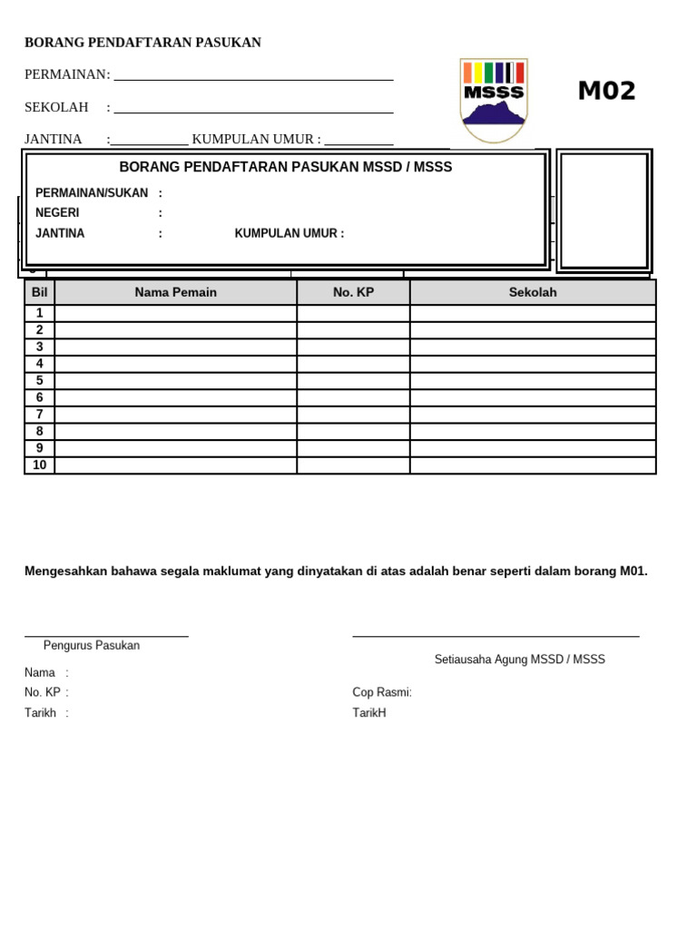 Borang M02 DAN RO2 | PDF