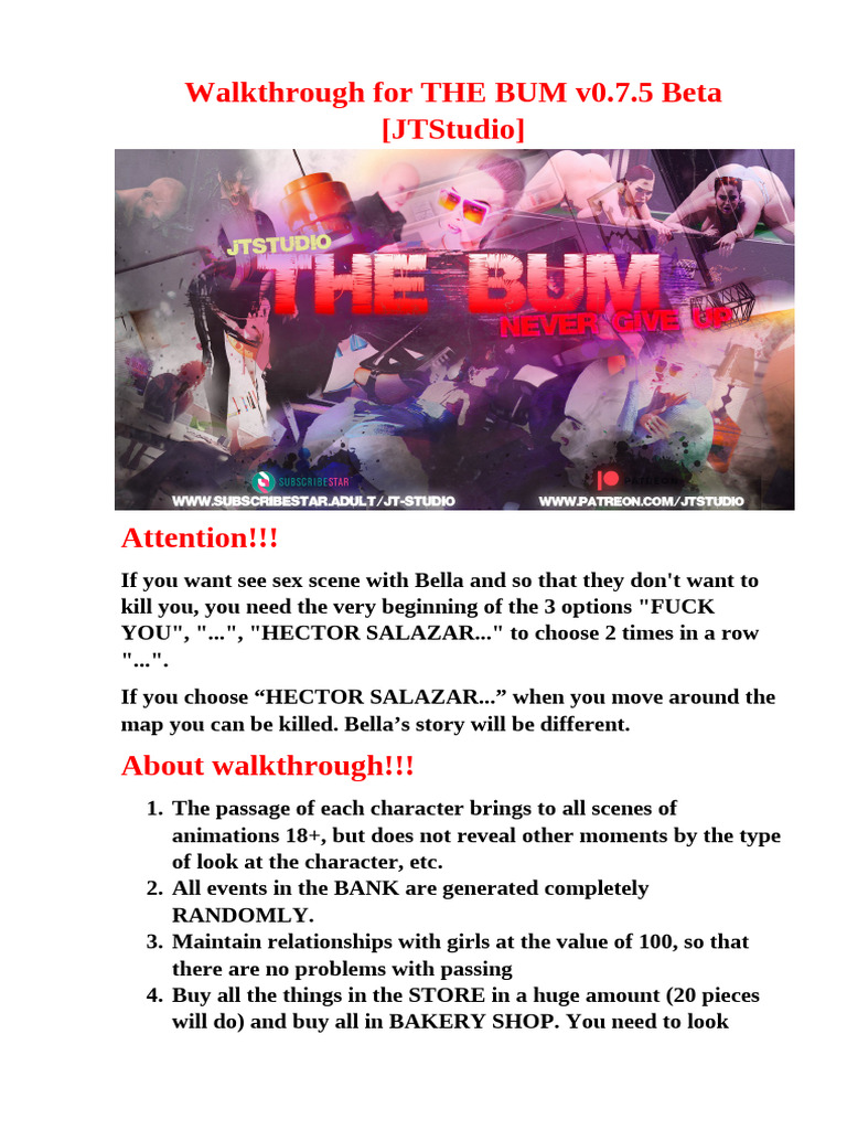Walkthrough For The BUM v0.7.5 Beta | PDF | Workweek And Weekend