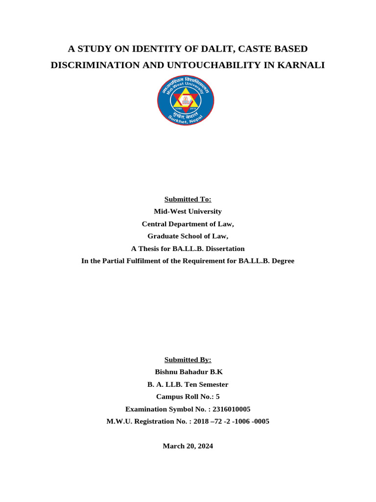 A Study On Caste Based Discrimination and Untouchability in Nepa ...