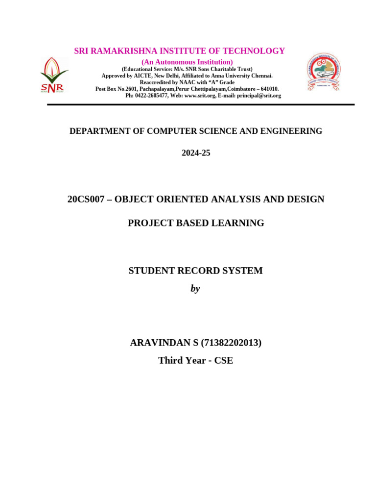 Aravind Finalreport | PDF | Databases | Use Case