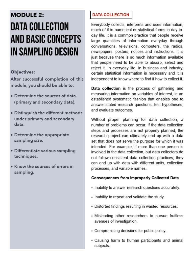 Data Collection and Basic Concepts in Sampling Design | PDF | Sampling ... Data Collection and Basic Concepts in Sampling Design | PDF | Sampling ...