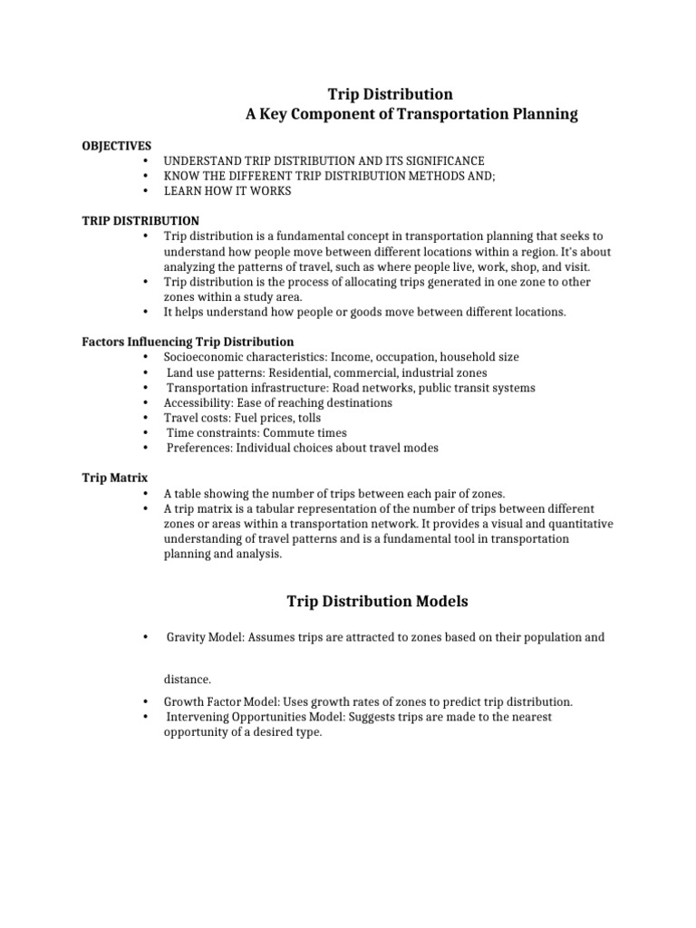 Trip Distribution | PDF | Applied Mathematics