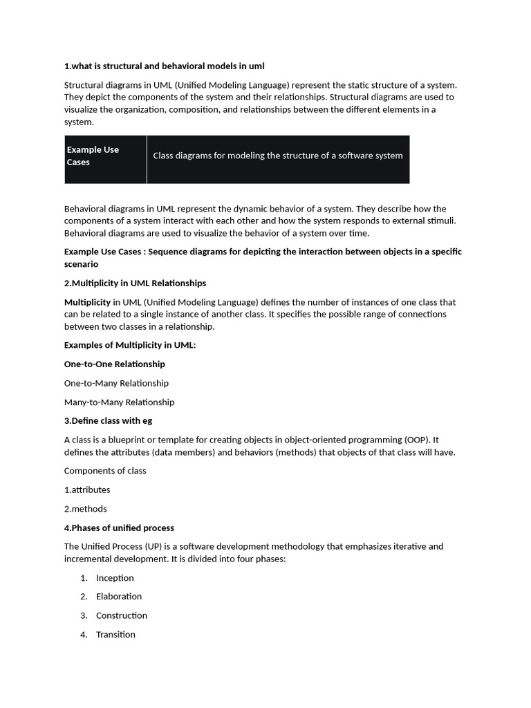 OOAD_2marks | PDF | Class (Computer Programming) | Unified Modeling ...