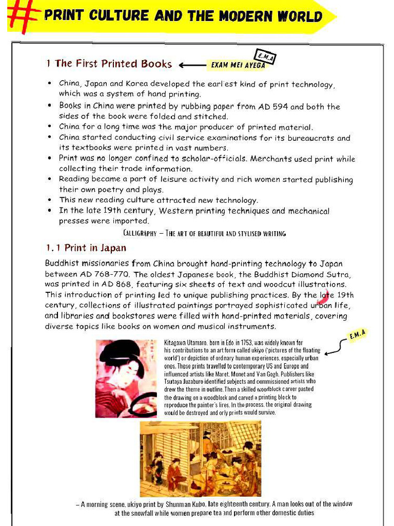 CLASS 10 Print Culture and Modern World Notes | PDF
