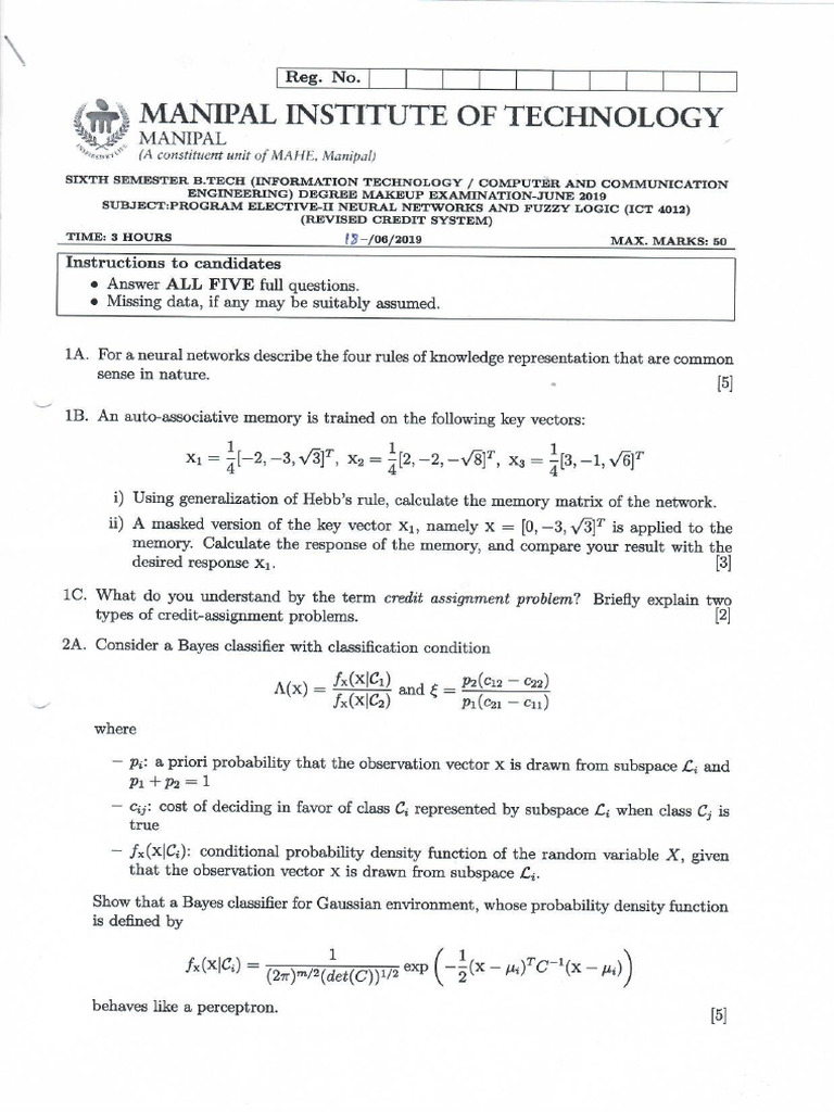 Neural Networks and Fuzzy Logic (ICT 4012) RCS (Makeup) | PDF