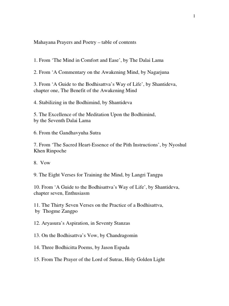 Mahayana Prayers and Poetry | PDF | Buddhahood | Bodhisattva