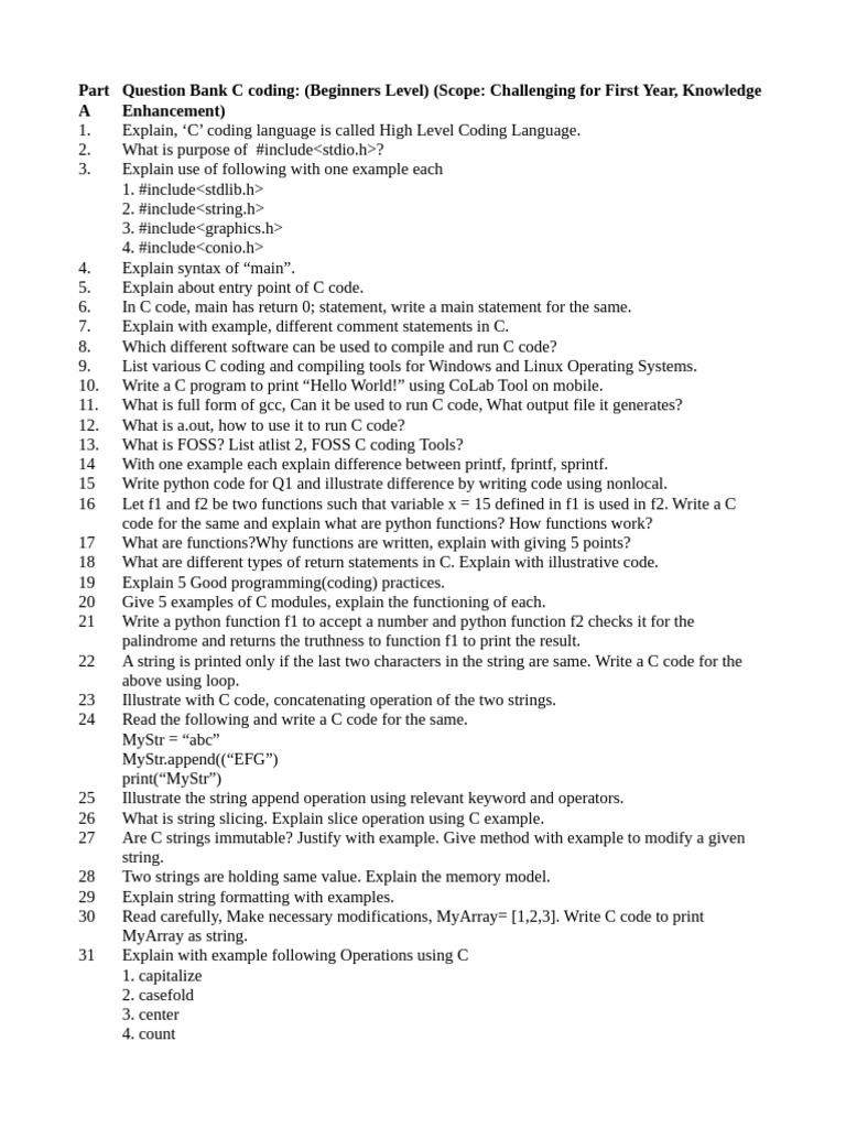 SAJ_QB_C_20240817 | PDF | Pointer (Computer Programming) | C (Programming Language)