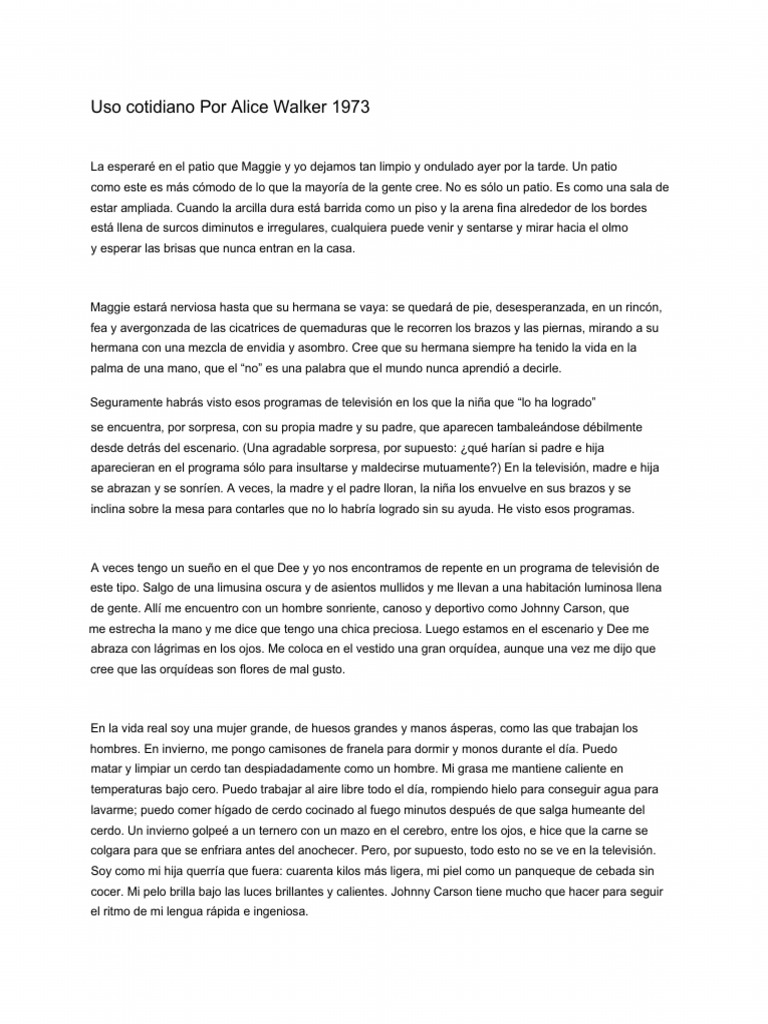 Everyday Use Alice Walker | PDF