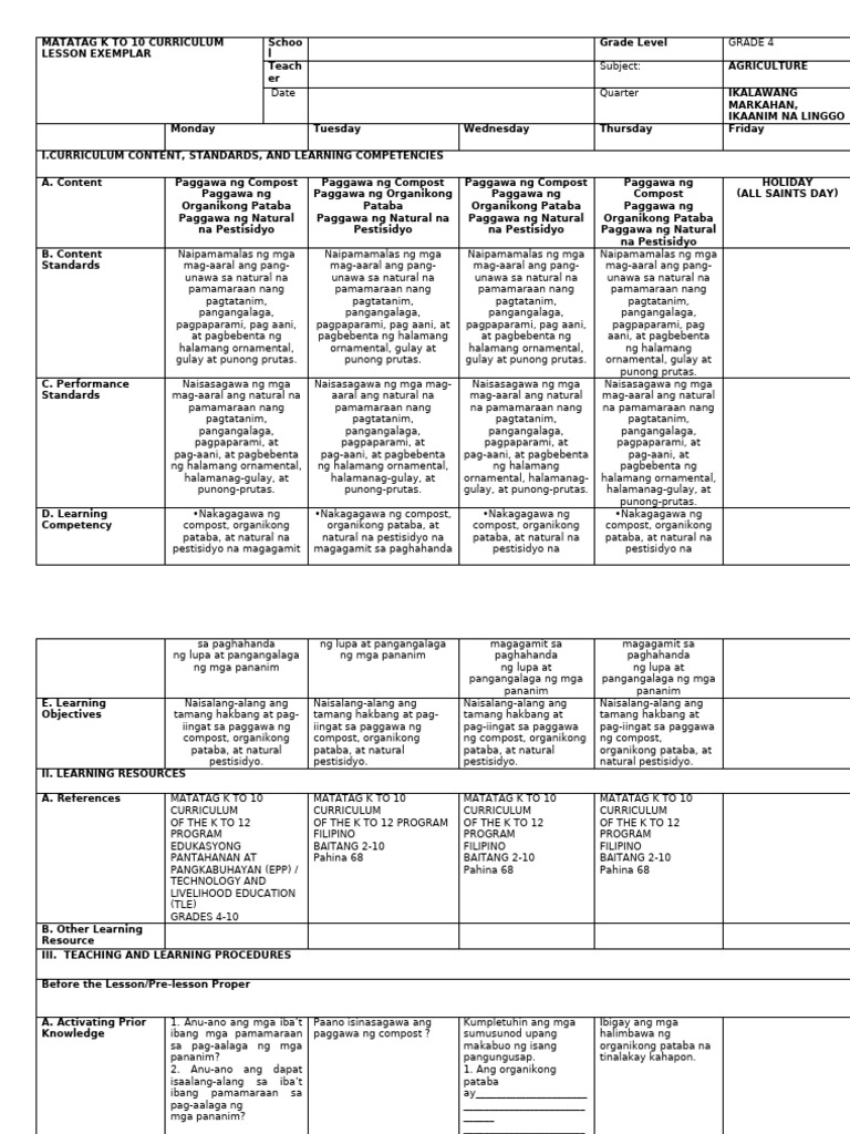 Grade 4-Q2W6 (Matatag DLL) - Epp | PDF