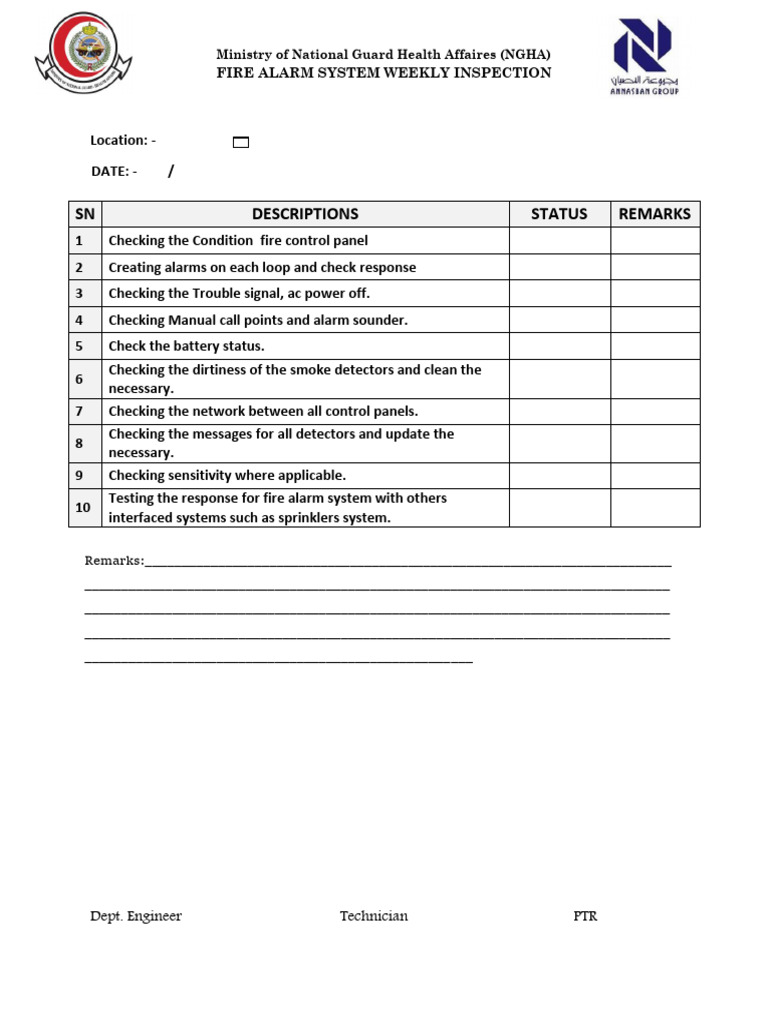 FIRE ALARM Checklist | PDF | Technology & Engineering