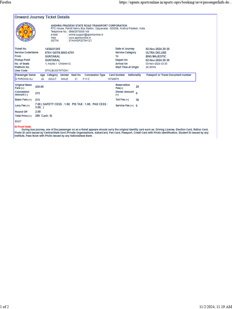 APSRTC Disability Reservation | PDF | Identity Document | Ticket (Admission)