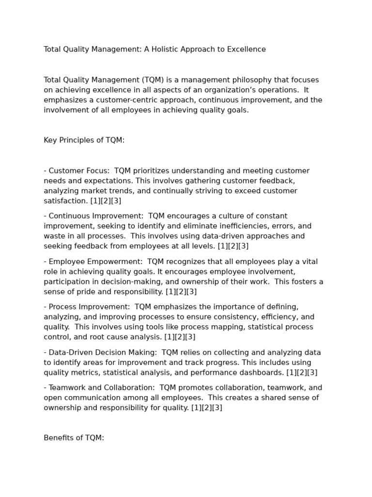 Total Quality Management | PDF | Leadership | Business