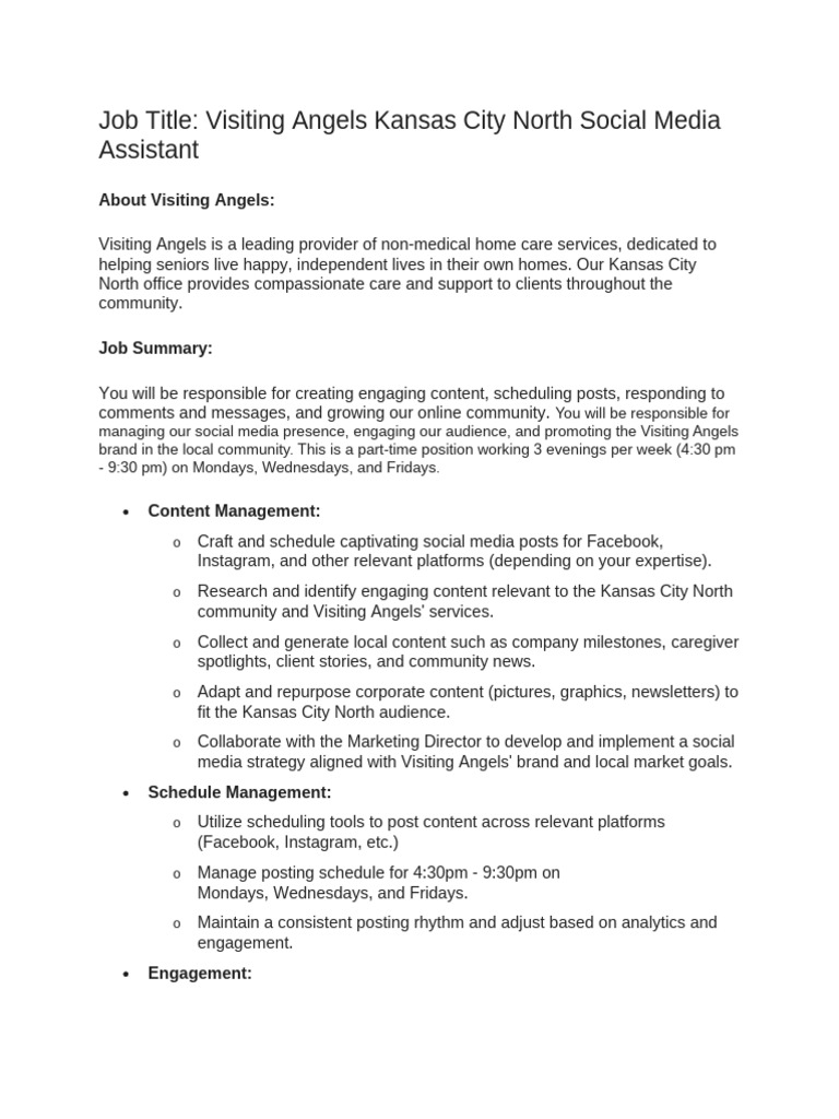 Marketing Assistant - Job Description - Docx.old | PDF | Social Media ...