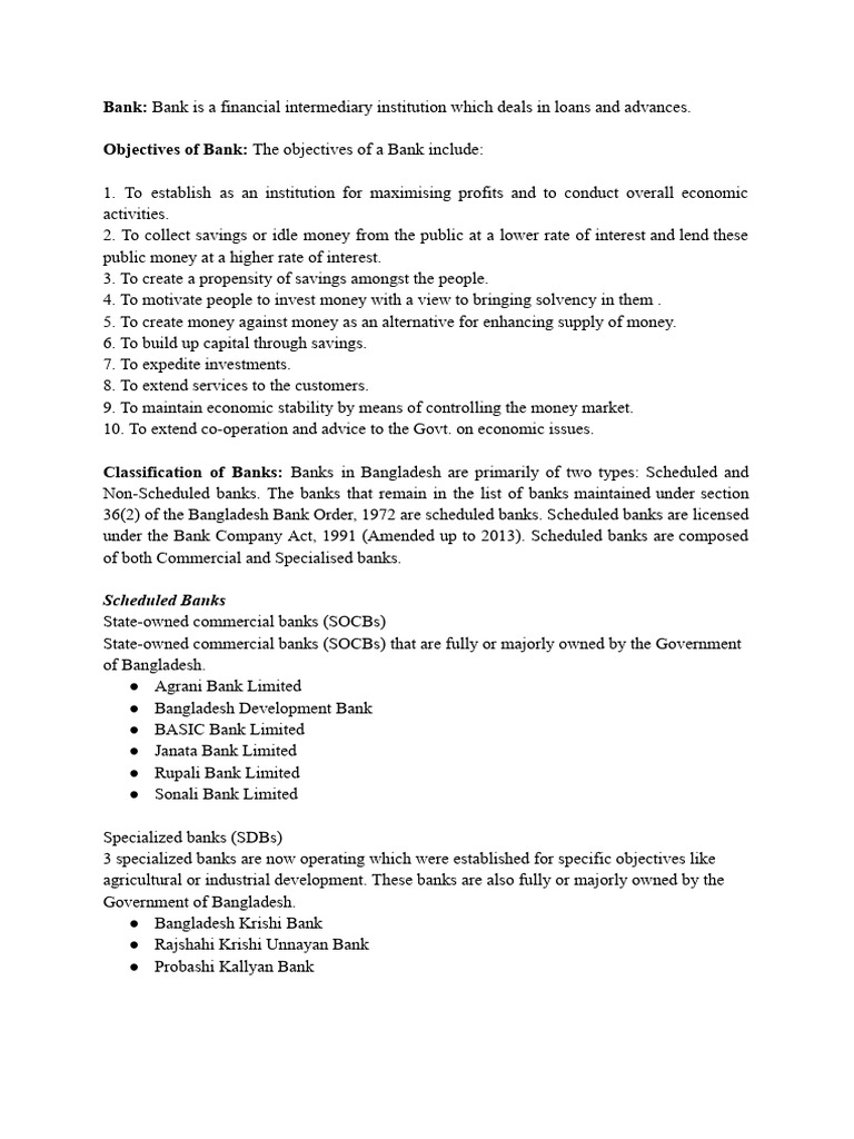 Bank, History & Classifiaction | PDF | Banks | Central Banks