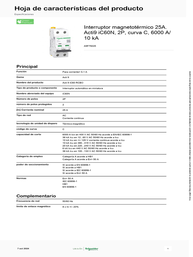 Schneider Electric - Acti-9-iC60 - A9F79225 | PDF | Residuos ...