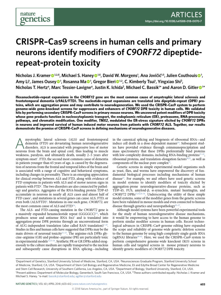 CRISPRCas Screens in Human Cells | PDF | Biochemistry | Chemistry