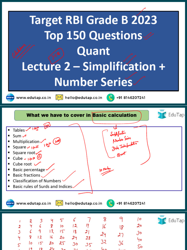 Rbi Grade B Phase 1 Quant Simplification Number Series | PDF | Mathematical Objects ...