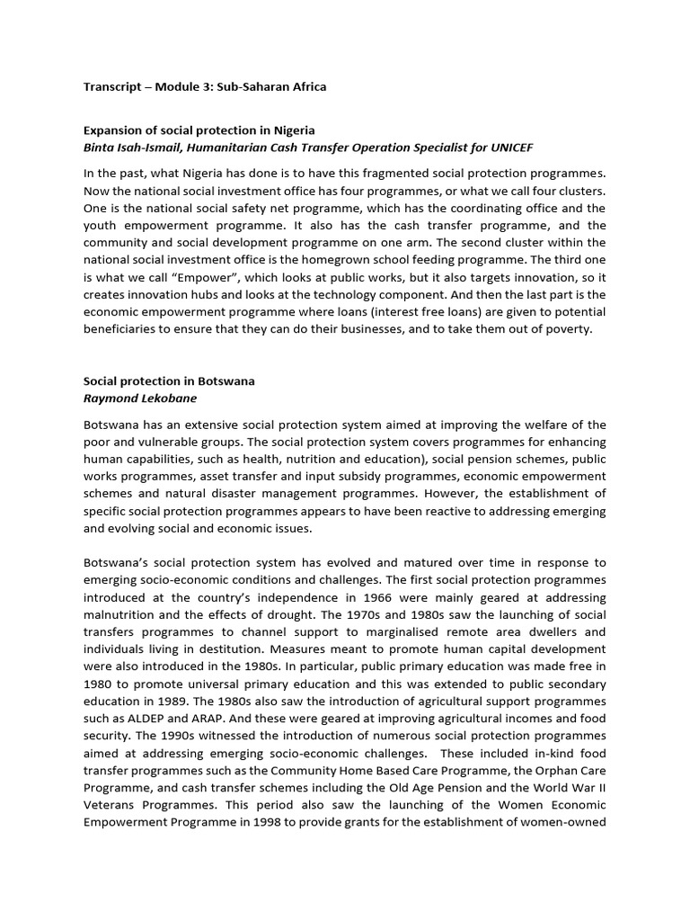 SP Course Transcript - Module 3 - Sub-Saharan Africa | PDF | Social ...