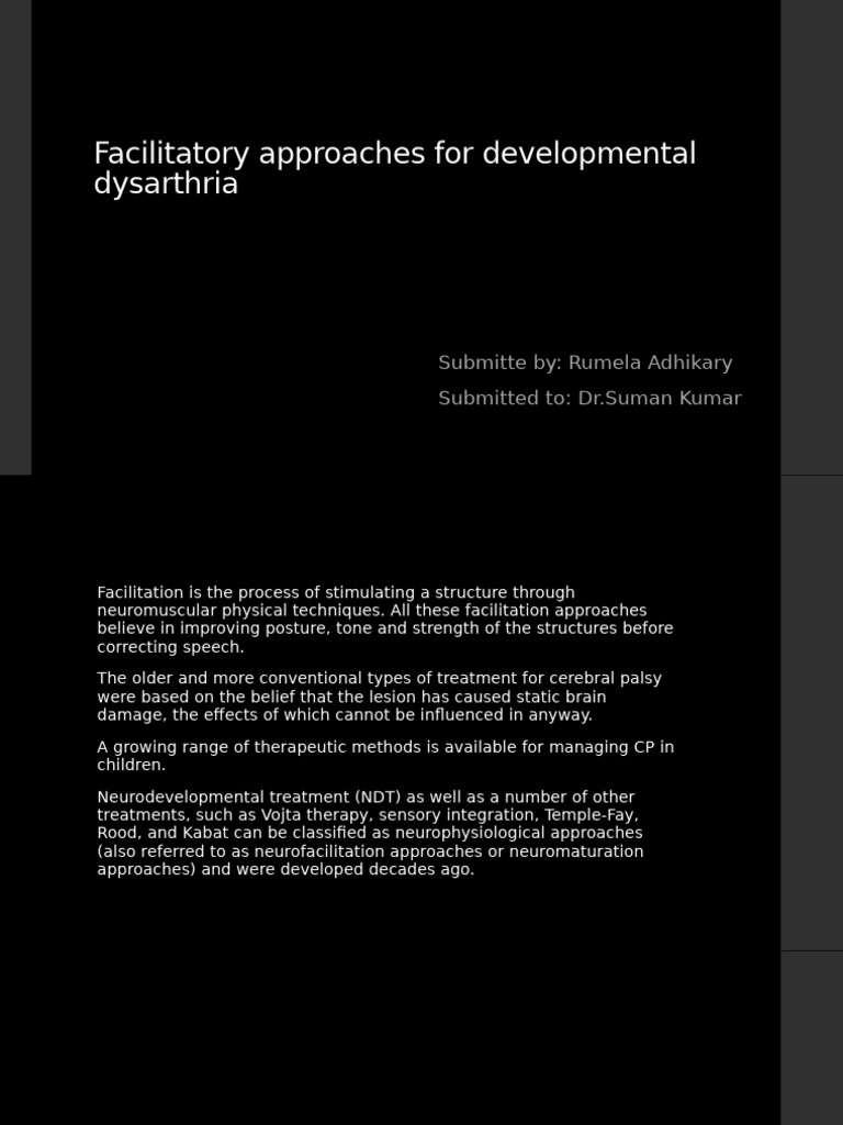 Facilitatory Techniques for Dysarthria | PDF | Cerebral Palsy ...
