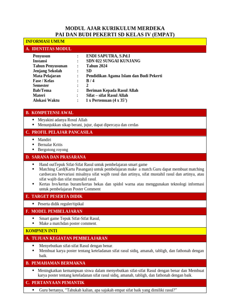 Modul Ajar Endi Saputra | PDF