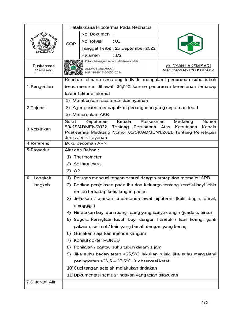 SOP TL BBL DG HIPOTERMI Edit | PDF | Sains & Matematika