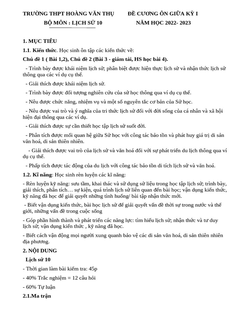 DE CUONG LICH SU 10 27c46 777b2 | PDF